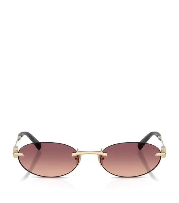 Tiffany & Co. Metal Oval Sunglasses - Gold