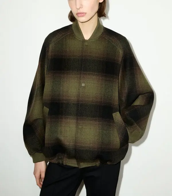 Max & Co. Virgin Wool Plaid Bomber Jacket