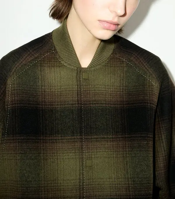 Max & Co. Virgin Wool Plaid Bomber Jacket