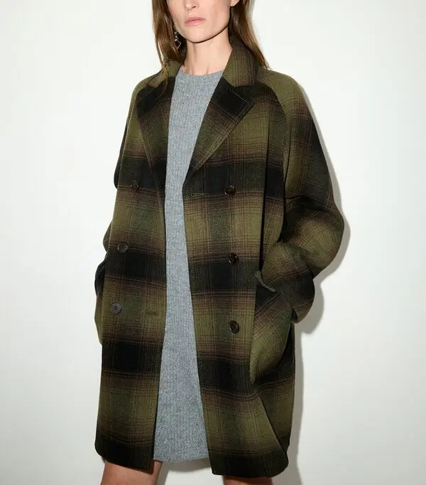 Max & Co. Virgin Wool Blurred Check Coat