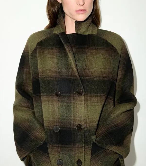 Max & Co. Virgin Wool Blurred Check Coat