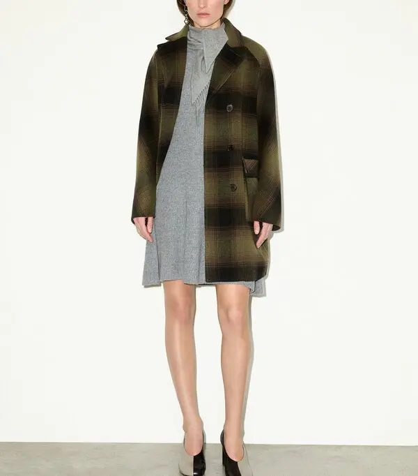Max & Co. Virgin Wool Blurred Check Coat