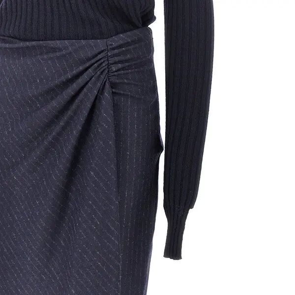 Pinko Knitted Midi Skirt With Pinstriped Skirt