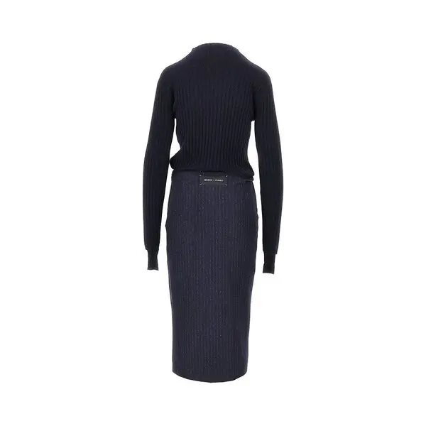 Pinko Knitted Midi Skirt With Pinstriped Skirt