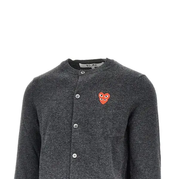 Play Comme Des Garcon Wool Cardigan With Heart Patch