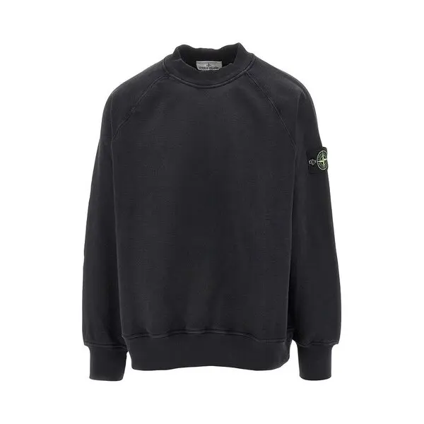 Stone Island Heavy Cotton Crewneck Sweatshirt An - Black