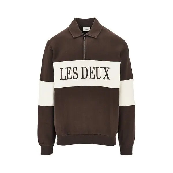 LES DEUX Zipper Rugby Weathirt - Brown
