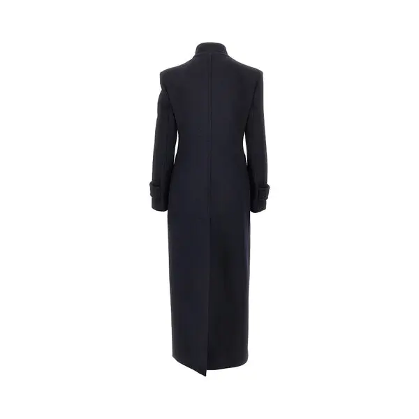Pinko Wool-blend Long Coat With Antique Gold Buttons