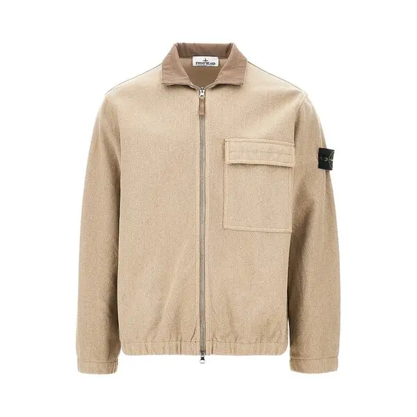 Stone Island Wool-blend Full-zip Overshirt An