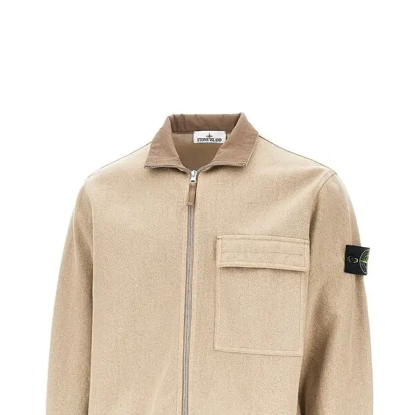 Stone Island Wool-blend Full-zip Overshirt An