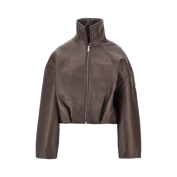 ROTATE BY BIRGER CHRISTENSEN Leather Boxy Jacket - Brown