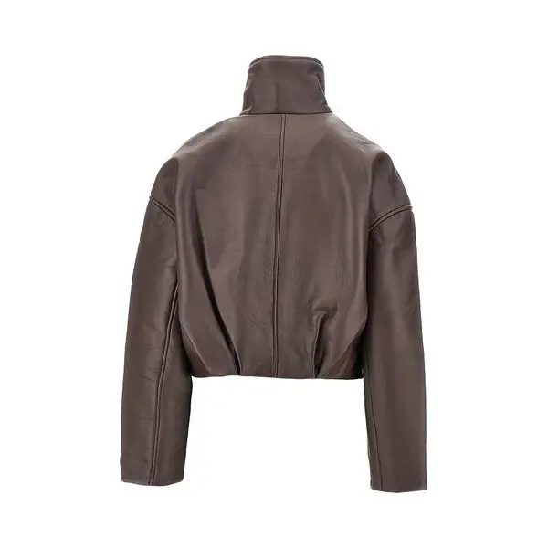 ROTATE BY BIRGER CHRISTENSEN Leather Boxy Jacket - Brown