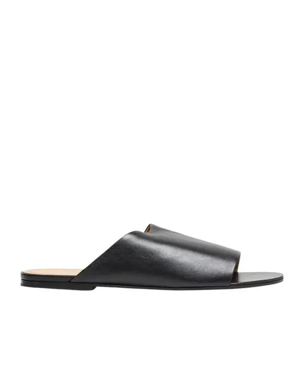 THE ROW Smoothleather Slide Sandals - Black