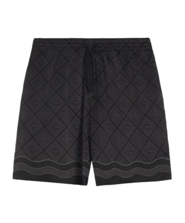 Casablanca Monogram-print Silk-twill Shorts - Black