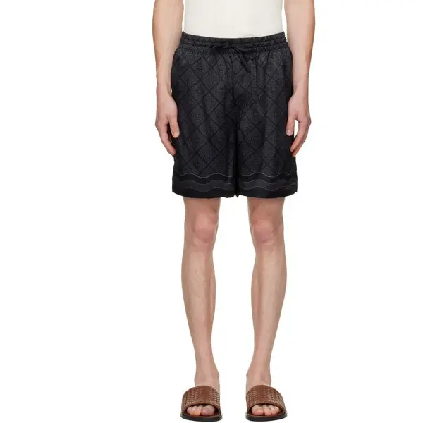 Casablanca Monogram-print Silk-twill Shorts