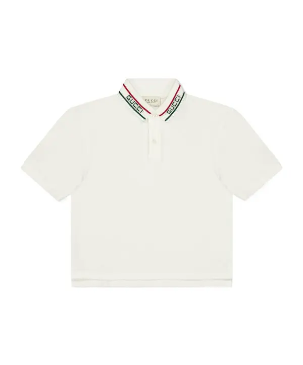 Gucci Shortsleeve Cotton Polo Shirt - White