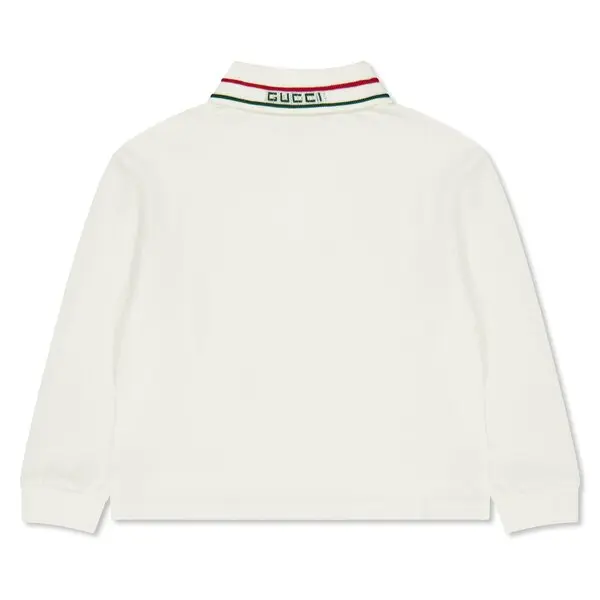 Gucci Long Sleeve Polo Top With Striped Collar