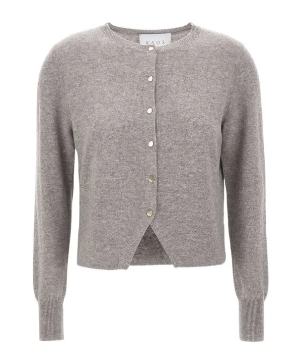 KAOS Ribbed Button-up Cardigan - Grey