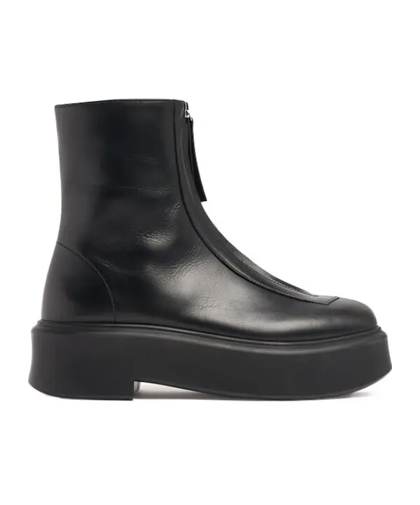 THE ROW Side Zip Ankle Boots - Black