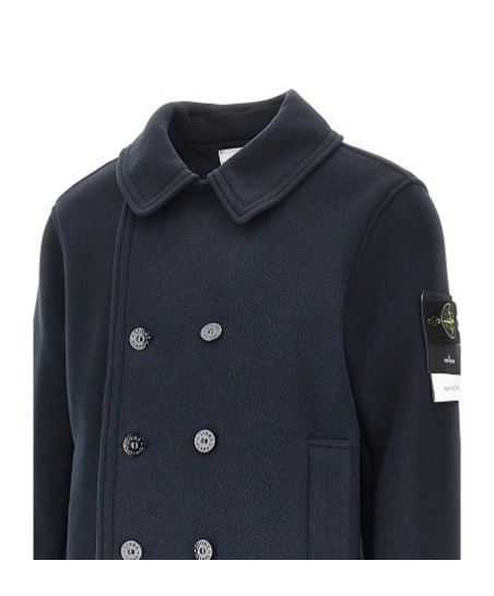 Stone Island Double-breasted Wool Coat