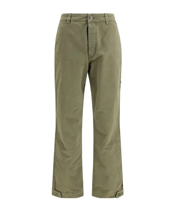 Off-White Button Detailed Straight Leg Pants - Green