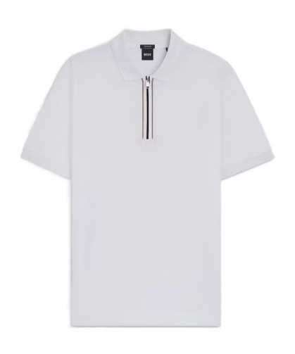 Hugo Boss Short-sleeved Zip-up Polo Shirt - White