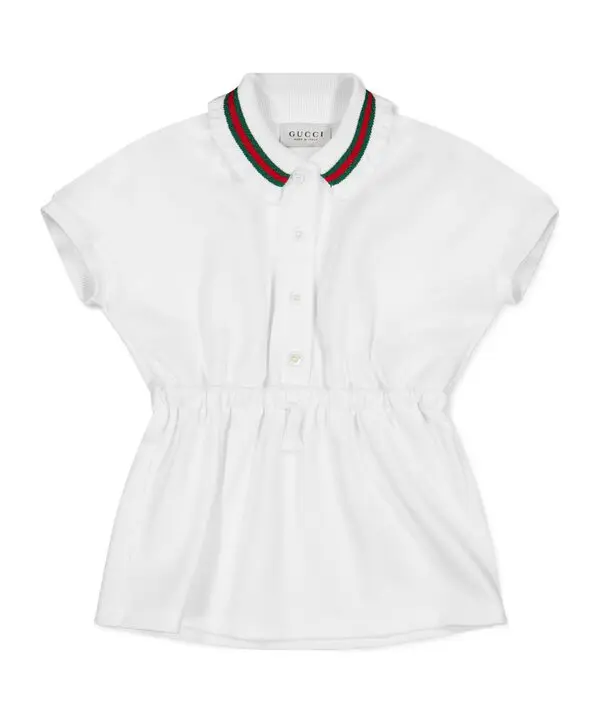 Gucci Capsleeve Polo Top With Striped Collar Trim