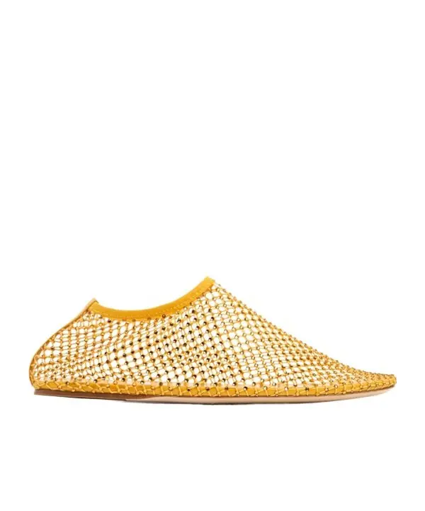 Christopher Esber Embellished Mesh Slip-on Flats - Nude