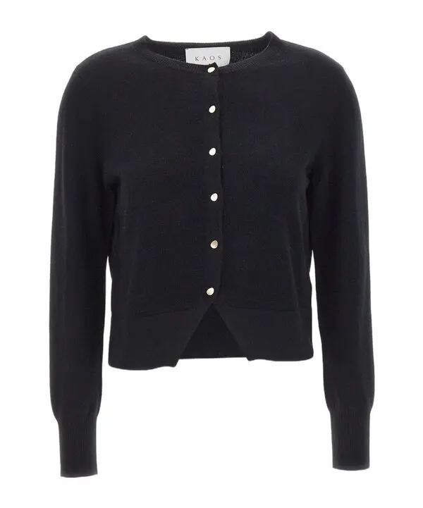 KAOS Buttoned Crew Neck Cardigan - Black
