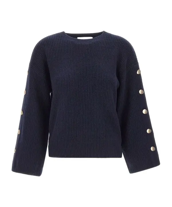 KAOS Button-sleeve Ribbed Knitted Sweater