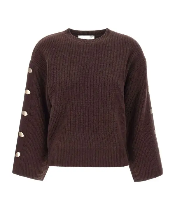 KAOS Button-sleeve Ribbed Knitted Sweater