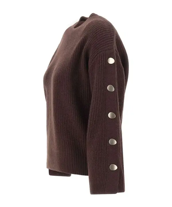 KAOS Button-sleeve Ribbed Knitted Sweater