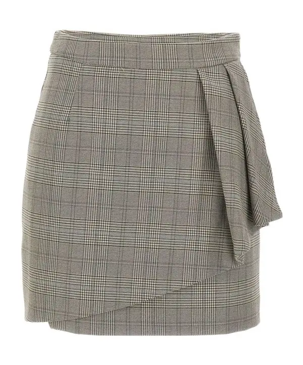 KAOS Prince Of Wales Wrap Mini Skirt - Grey
