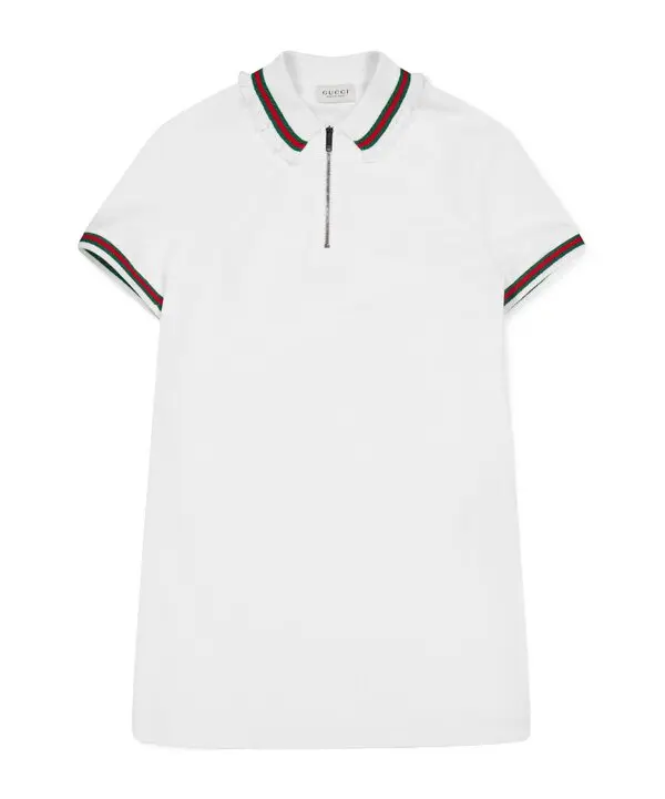 Gucci Short-sleeve Polo Dress With Striped Trim