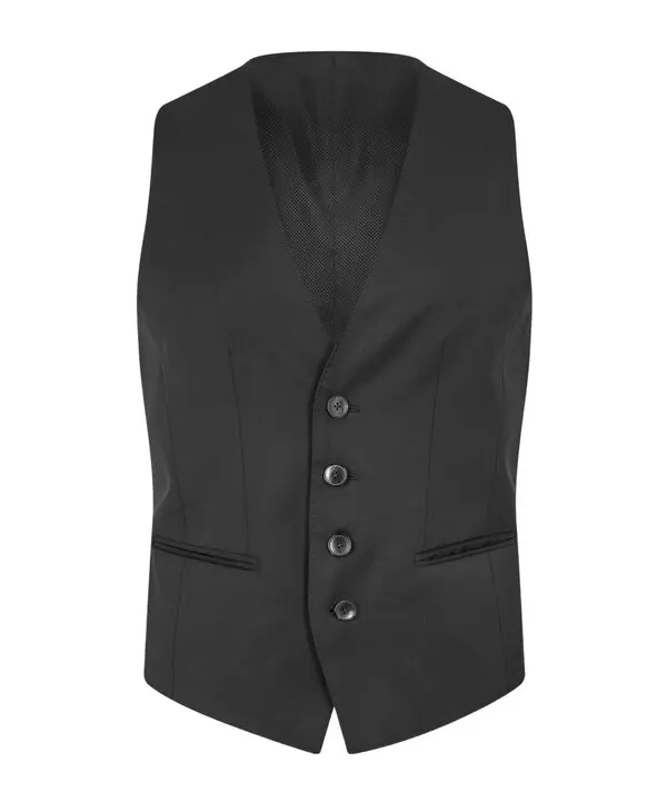 Hugo Boss Piped Pockets Waistcoat - Black