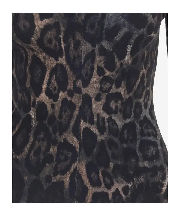 Just Cavalli Animal-print Zip-neck Knit Top