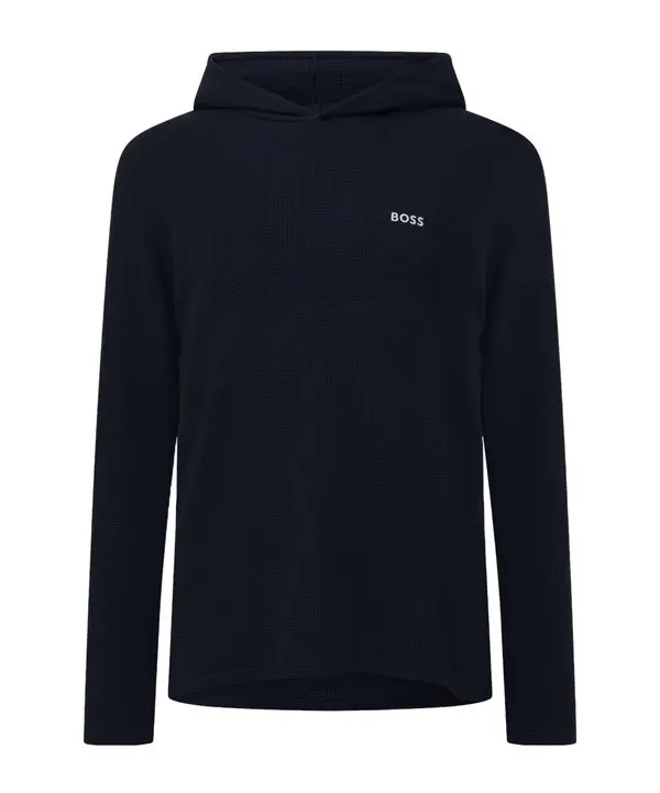 Hugo Boss Bodywear Waffle Loungewear Hoodie With Logo Detail - Black
