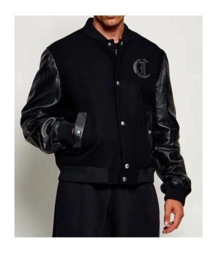 Just Cavalli Ribbed-detail Varsity Jacket