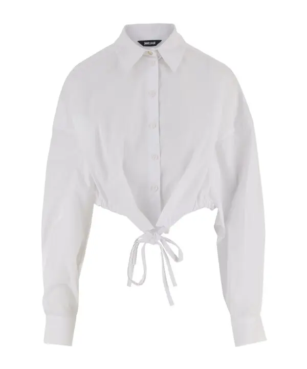 Just Cavalli Cropped Cotton Drawstring Hem Shirt