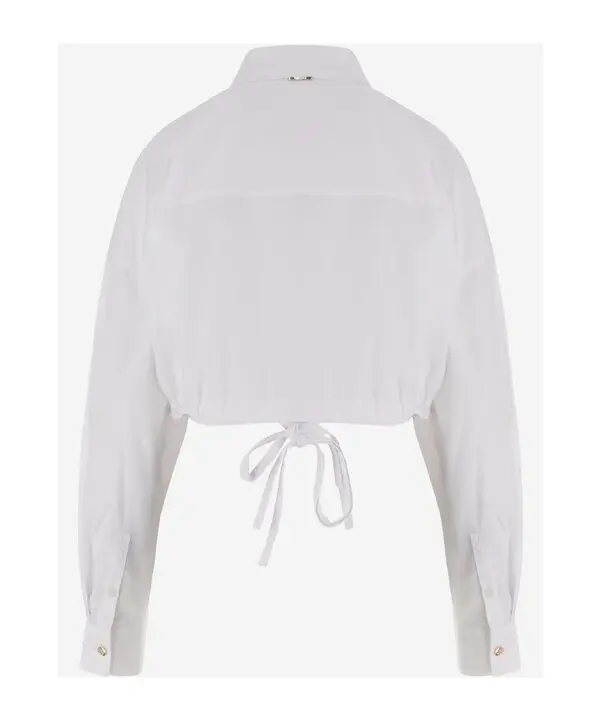 Just Cavalli Cropped Cotton Drawstring Hem Shirt