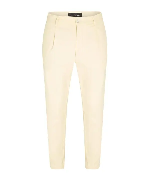 Hugo Boss Buttonzip Waist Pleated Chino Trousers - White