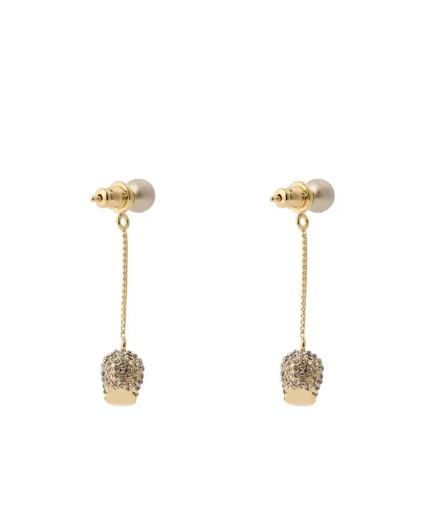 Alexander McQueen Pearl And Embellished Skull Drop Earrings