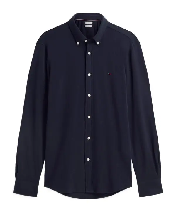 Tommy Hilfiger Cotton Knitted Long-sleeve Slim-fit Shirt - Black