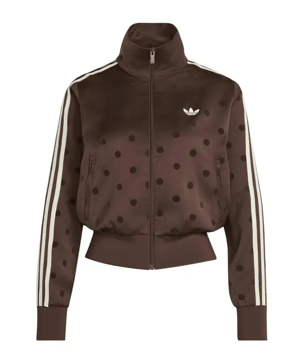 ADIDAS ORIGINALS Cropped Polka Dot Track Jacket With Stand-up Collar