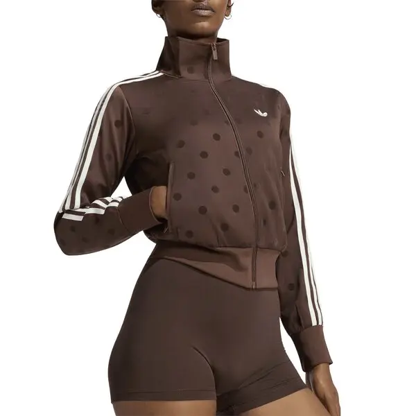 ADIDAS ORIGINALS Cropped Polka Dot Track Jacket With Stand-up Collar