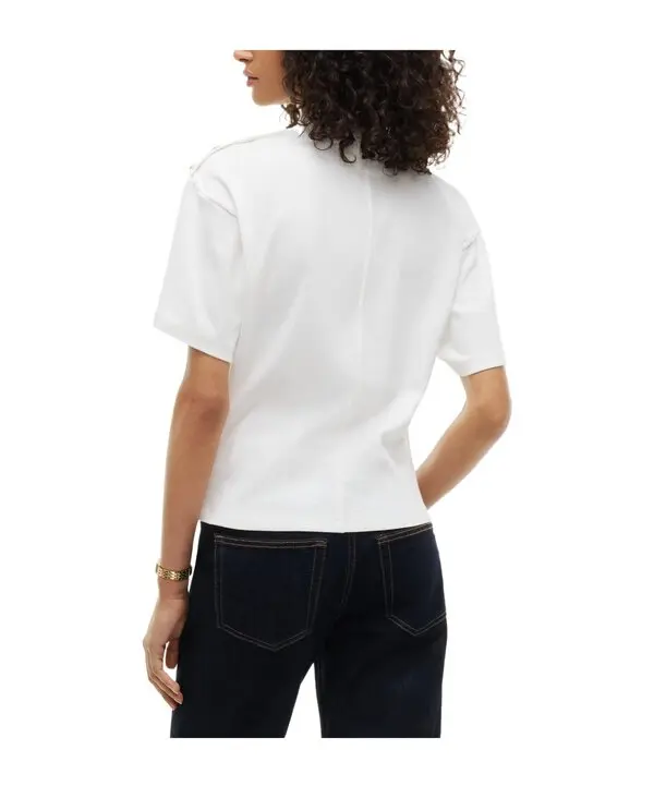 Tommy Hilfiger Mock Neck T-shirt With Embellished Shoulders