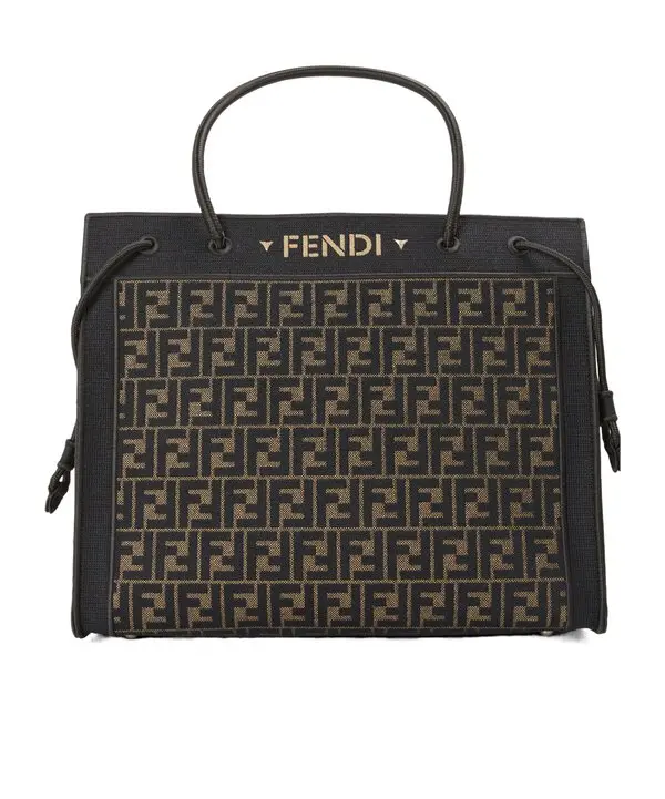 Fendi Jacquard Canvas Shopper Tote - Black