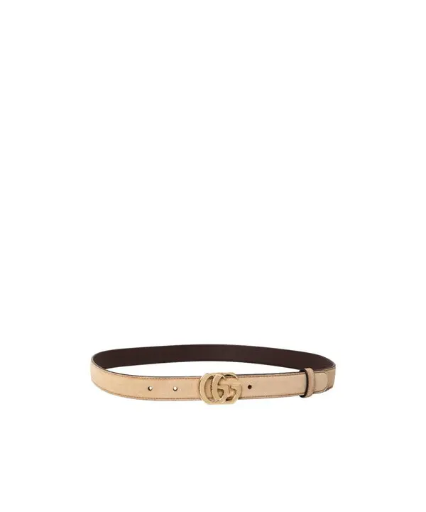 Gucci Suede Leather Belt With Goldtoned Interlocking Gg Buckle - No