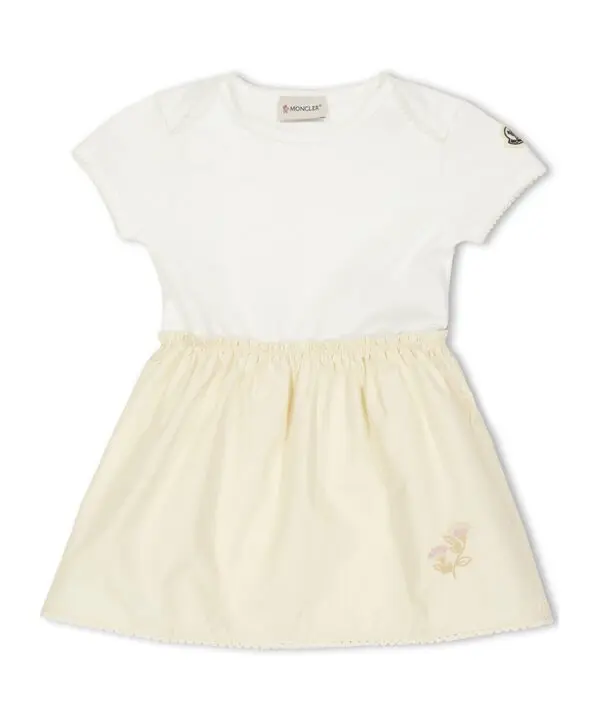 Moncler Shortsleeve Spliced Dress - White