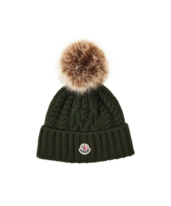 Moncler Cableknit Wool Beanie - Black